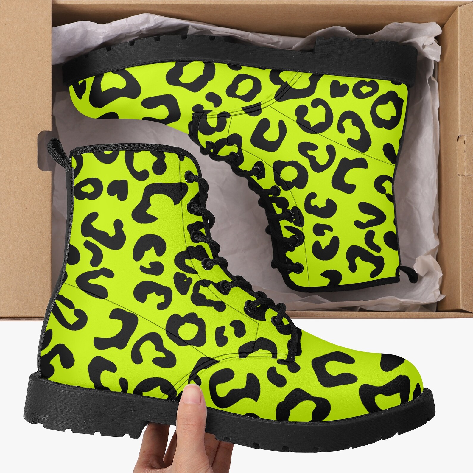 Men's Trendy Leather Boots Snow Leopard Print Jaguar | Etsy