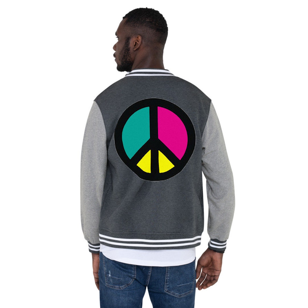 Peace & Love Sign Men's Letterman Jacket Better Together - Etsy