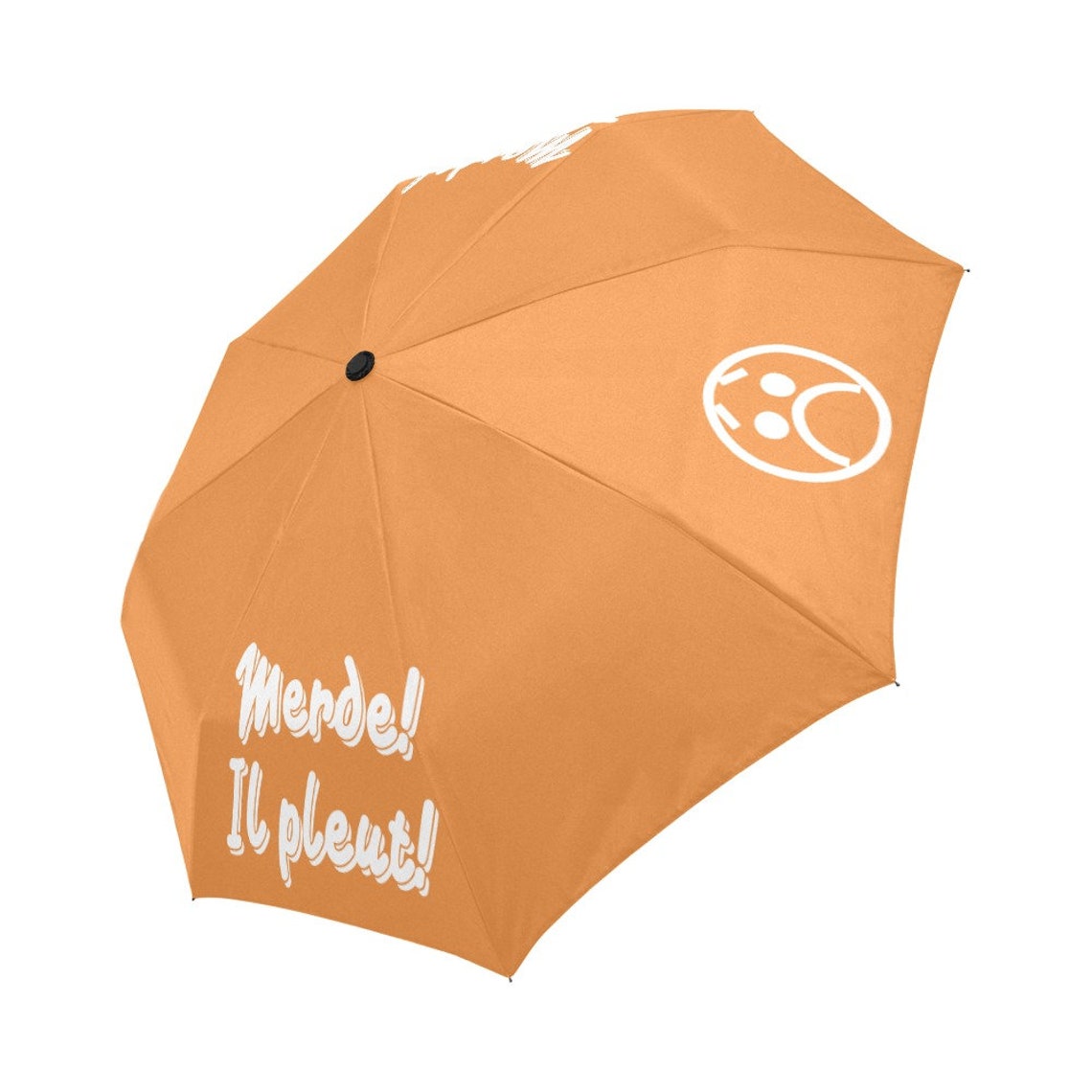 Automatic Foldable Umbrella Merde Il Pleut Orange & White - Etsy
