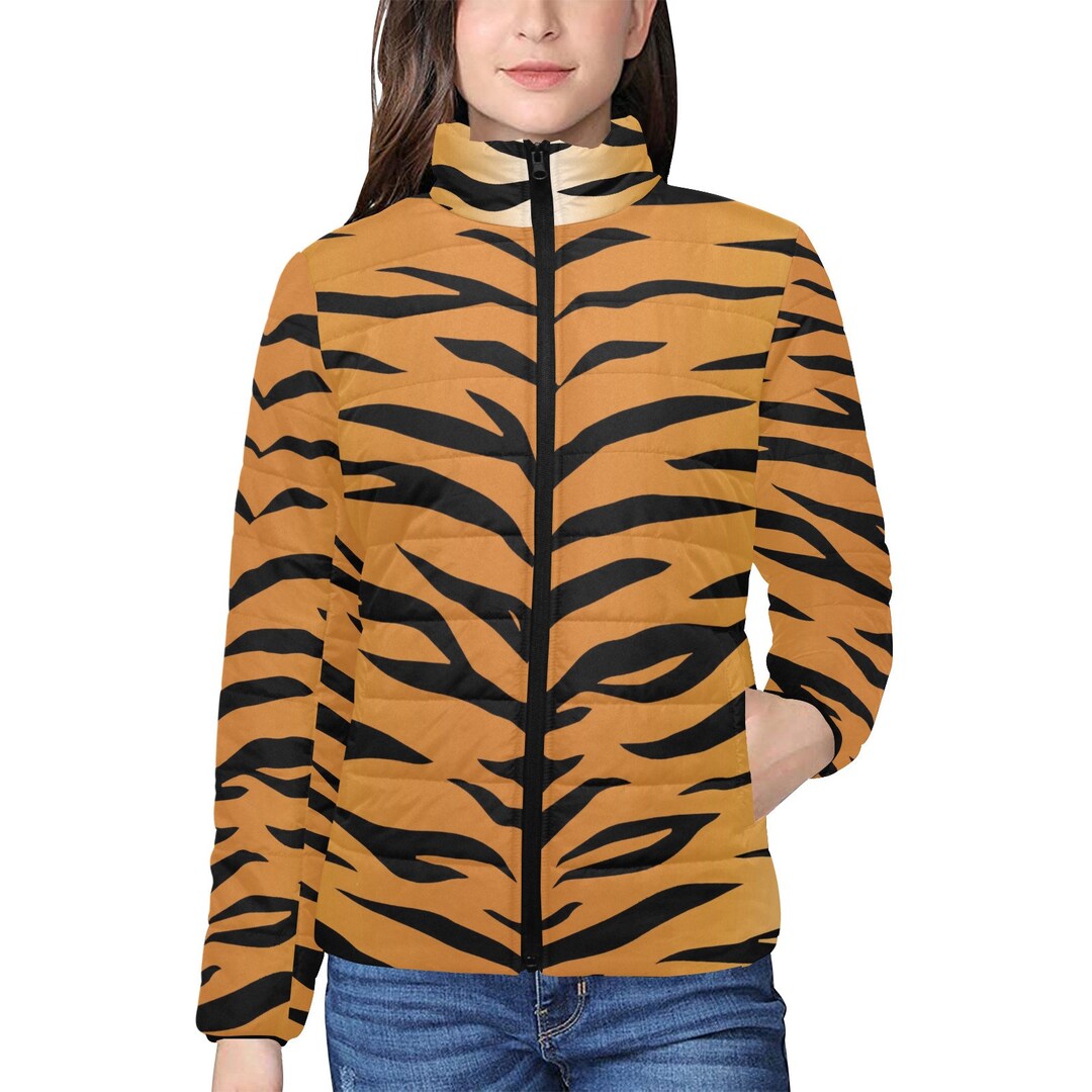 Padded Jacket for Women Tiger Print, Animal Print Puffer Jacket, Tiger ...
