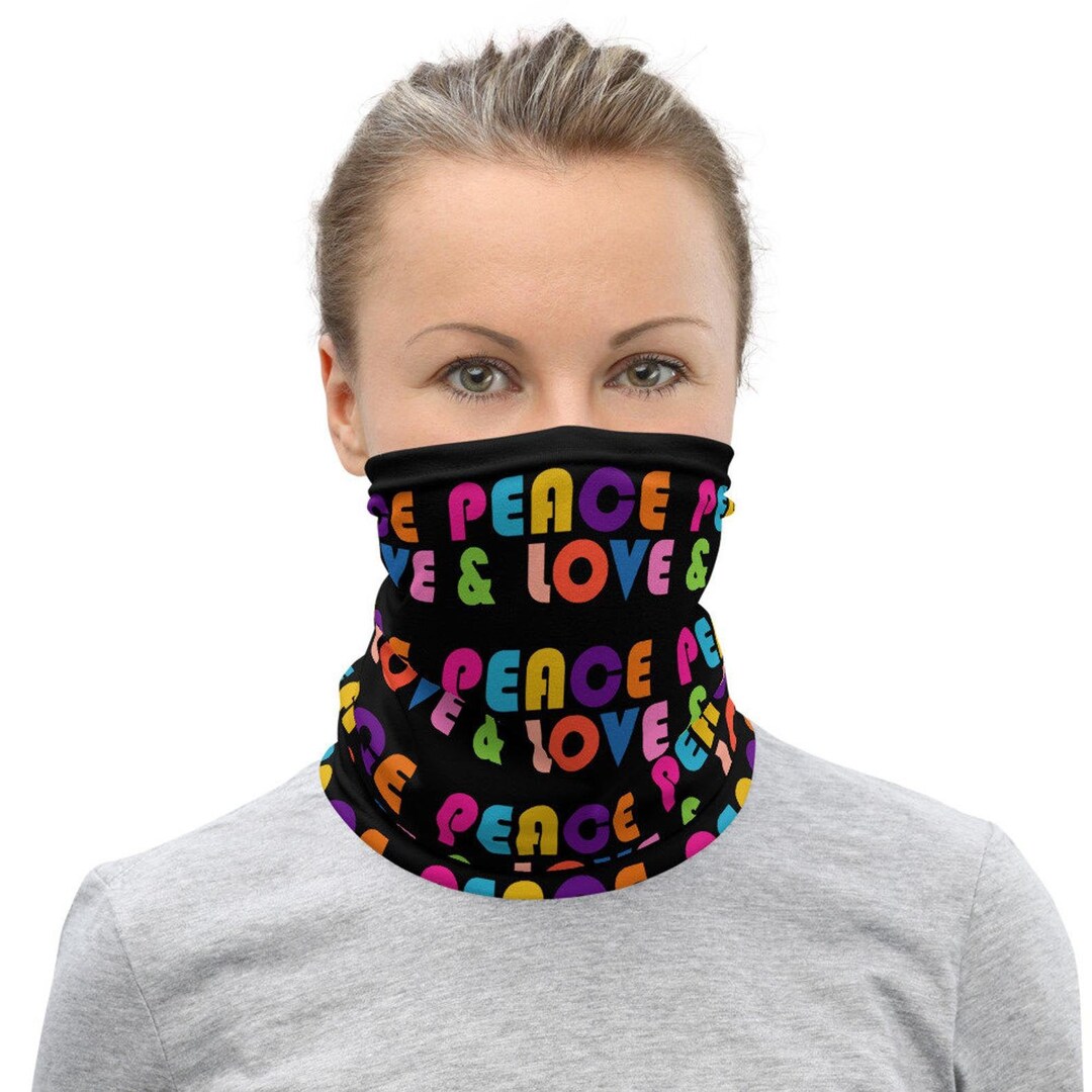 Soft Breathable Fabric Reusable Face Mask Neck Gaiter Peace & - Etsy