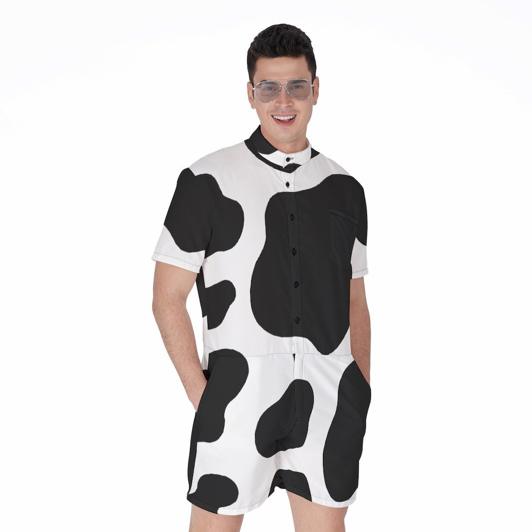 Cow Print Rompers, Unisex Rompers, Cow Print Jumpsuit, Shorts Jumpsuit ...