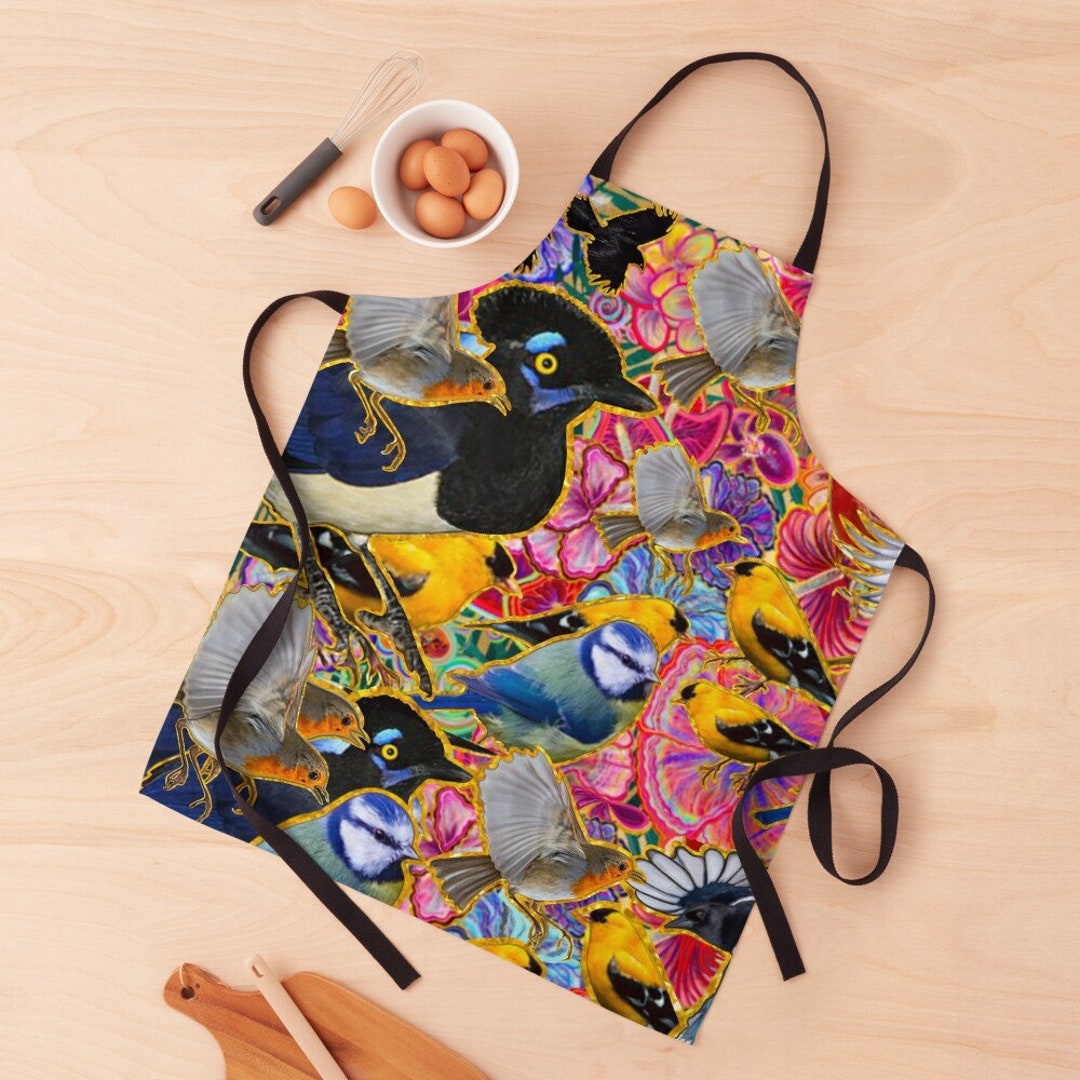 Apron Birds & Flowers by Maru, Bird Watching Apron, Bird Watcher Apron ...