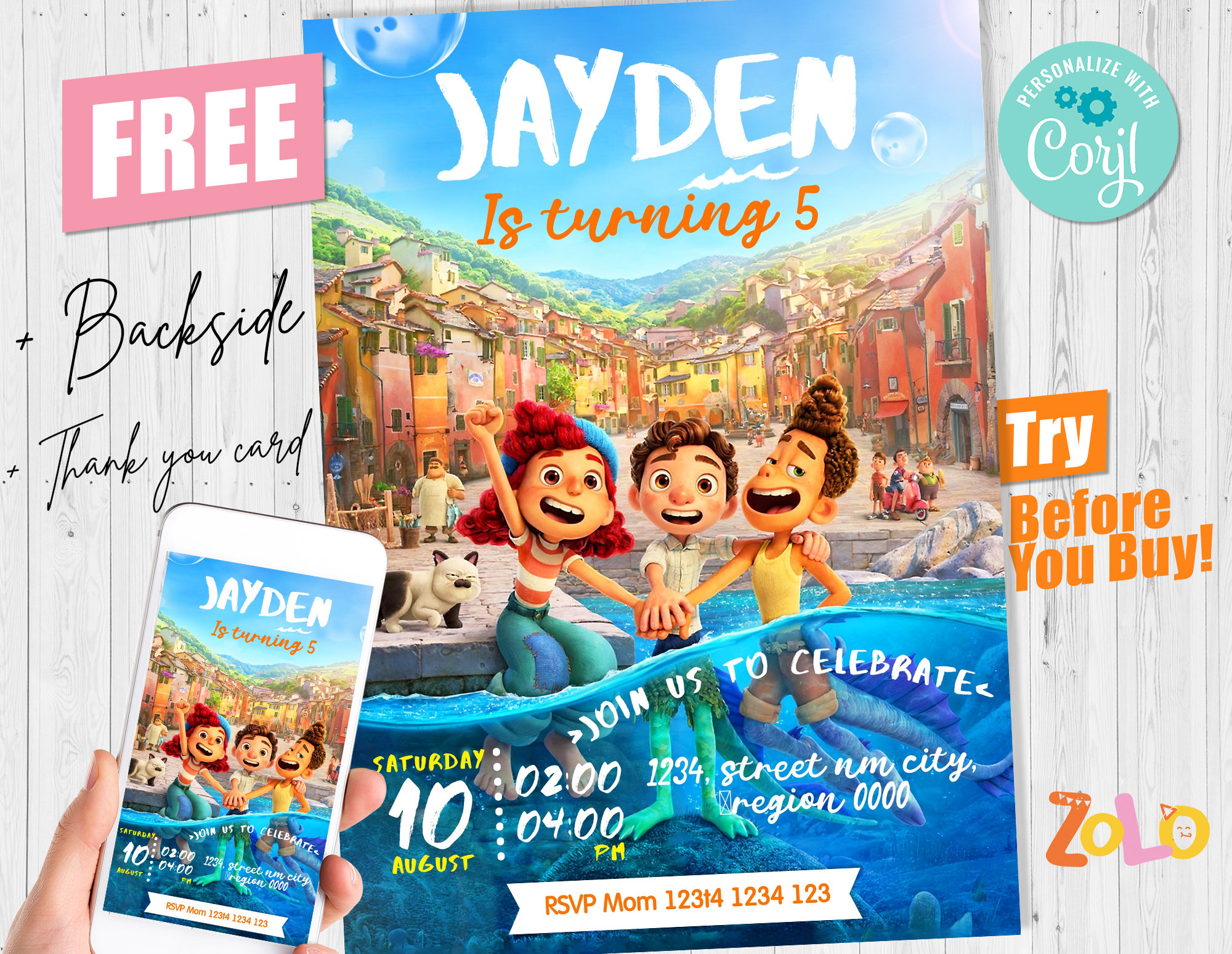 Luca Birthday Invitation Boy or Girl Electronic Download Editable ...