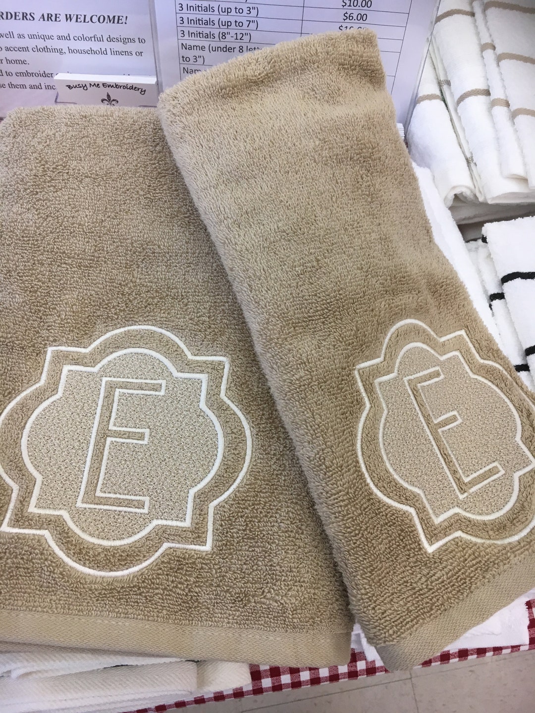 Embroidered Embossed Initial Hand Towel - Etsy