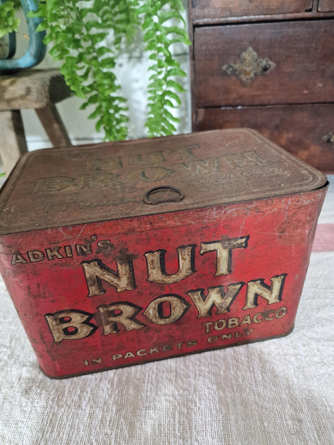 Lovely Old Large Tin, Vintage Tin, Vintage Display, Nut Brown Tin - Etsy