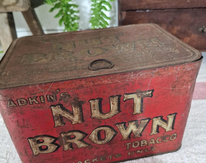 Lovely Old Large Tin, Vintage Tin, Vintage Display, Nut Brown Tin - Etsy