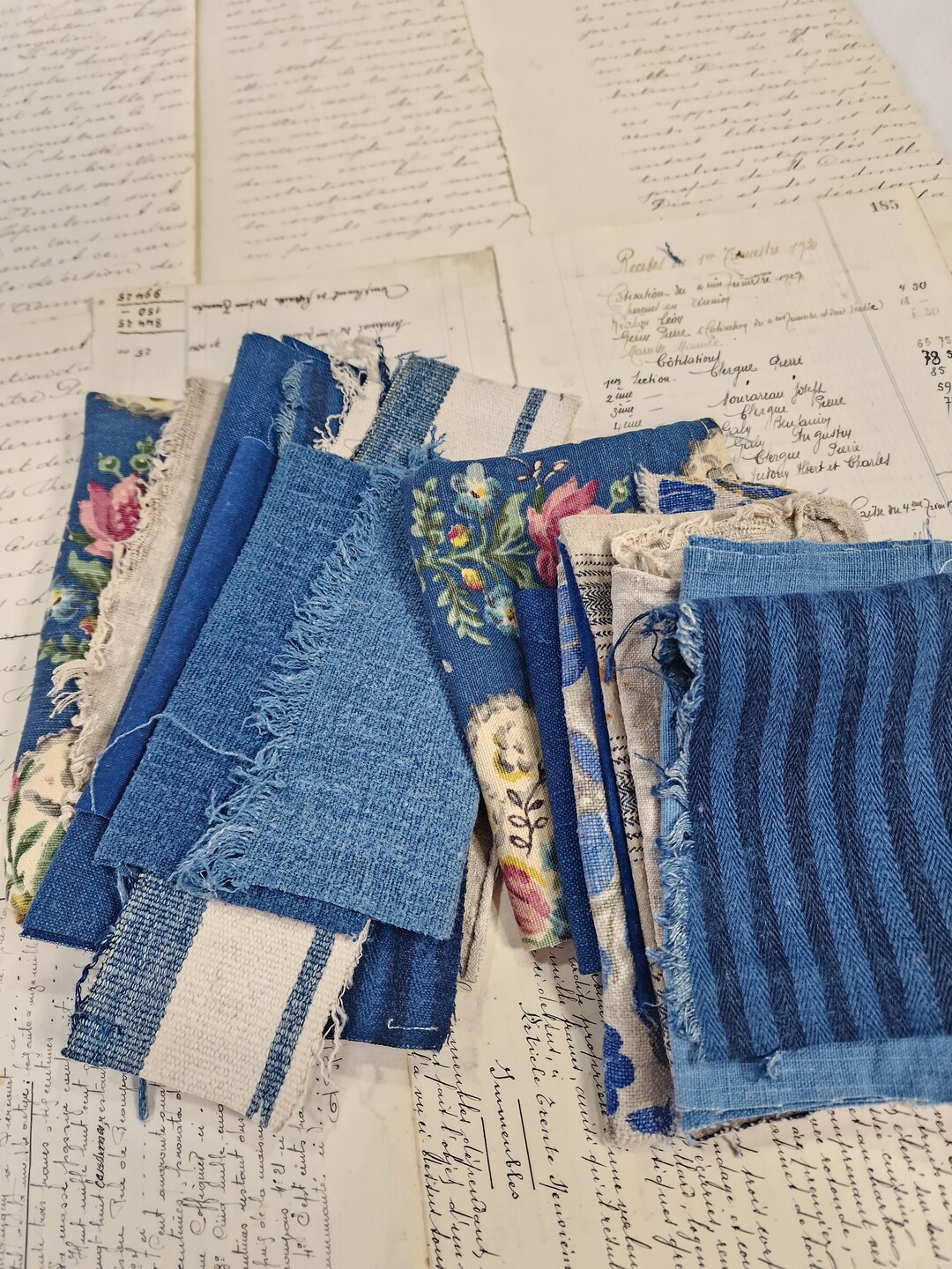 French, English Vintage Fabric Bundle, Project Bundle, Vintage Fabric ...