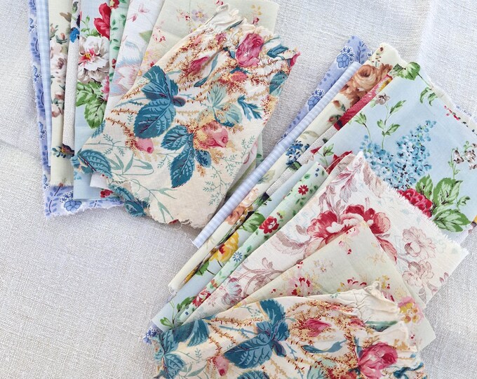 Pretty Vintage Fabric Bundle, Vintage French Fabrics, Slow Stitching ...