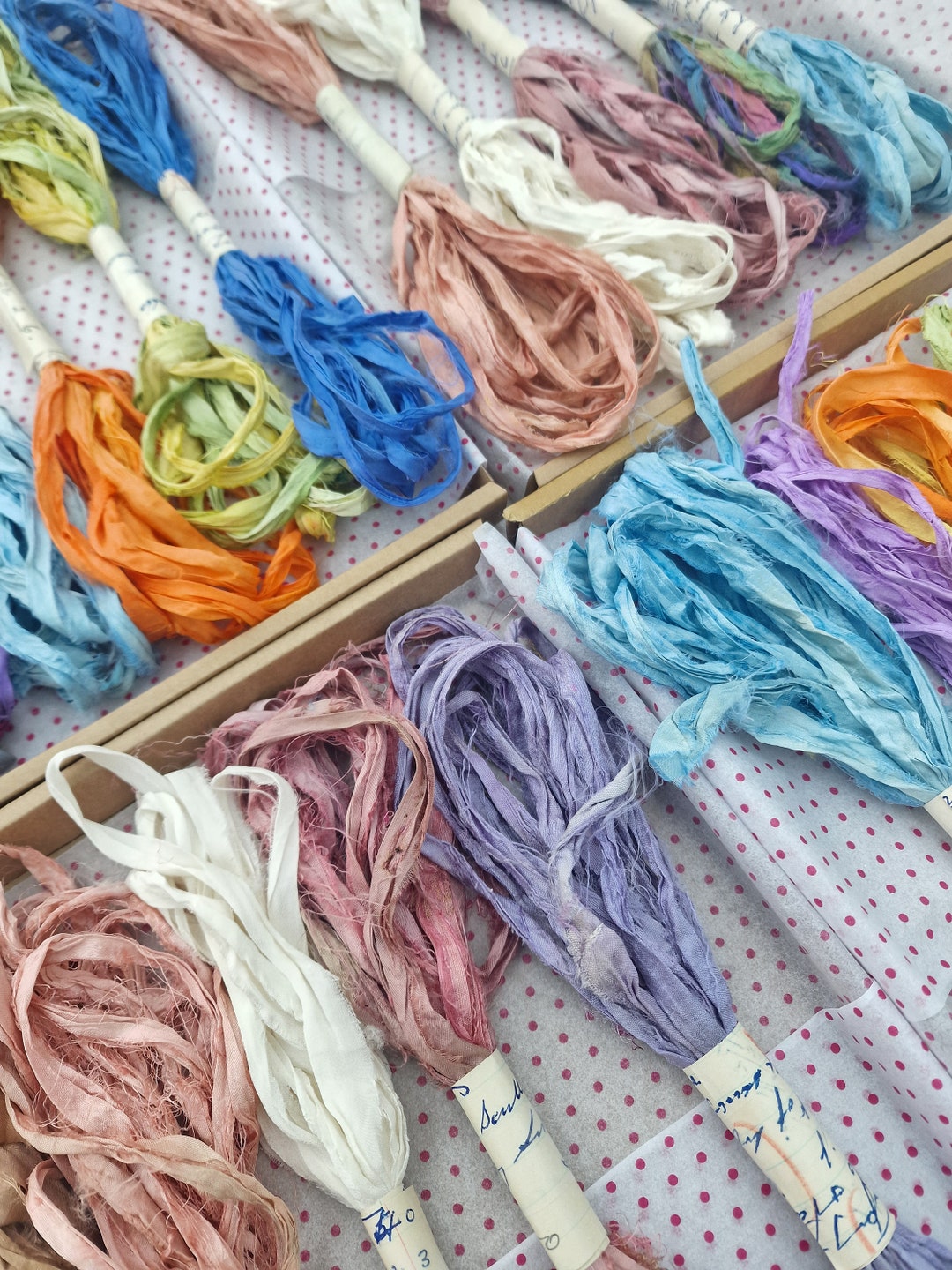 Beautiful Sari Silk Ribbon Bundles, Silk Ribbons, Slow Stitching Bundle ...