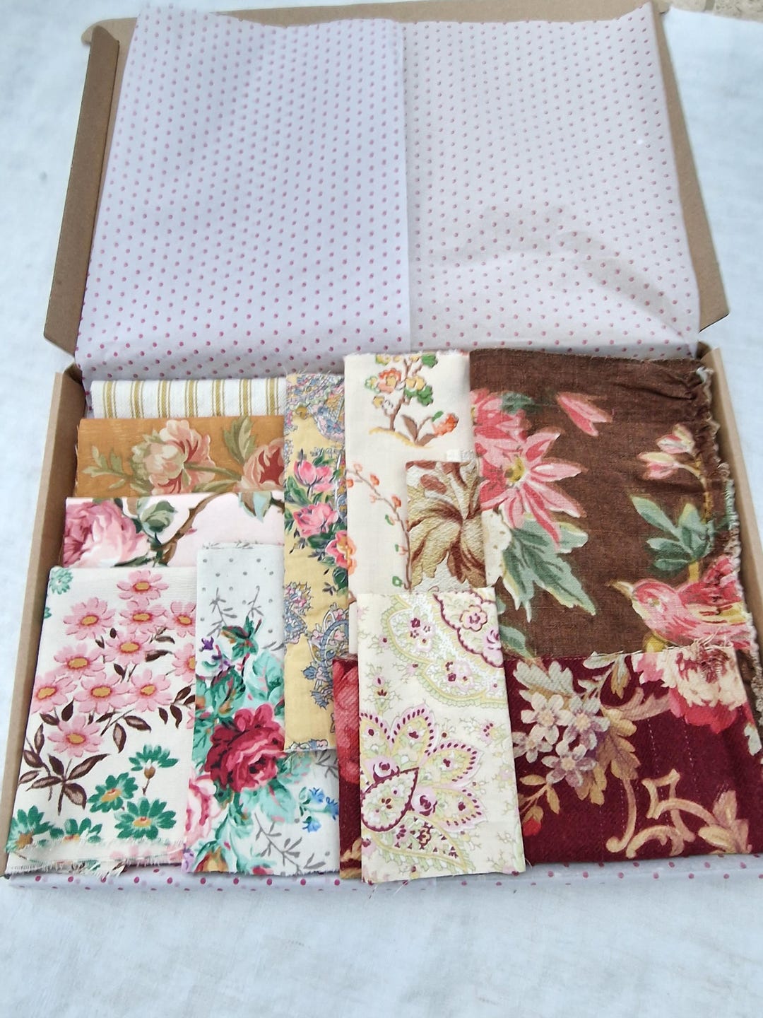 Vintage Fabric Bundle, Slow Stitching Fabrics, Old Fabrics, - Etsy