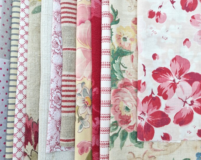 Vintage French Fabric Selection, Vintage Fabric Bundle, Slow Stitching ...