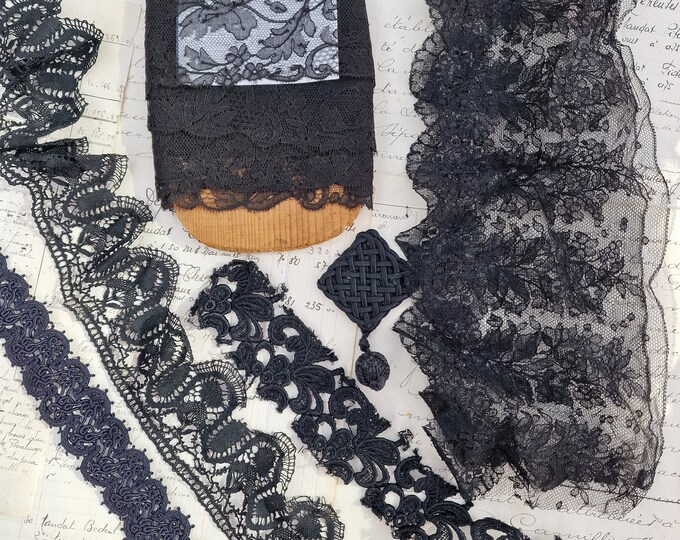 Antique Vintage Lace Bundle, Old Black Lace Bundle, Lace Bundle - Etsy
