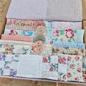 Vintage Quilt Pieces and Floral Fabrics, Vintage Fabric Bundle, Slow ...