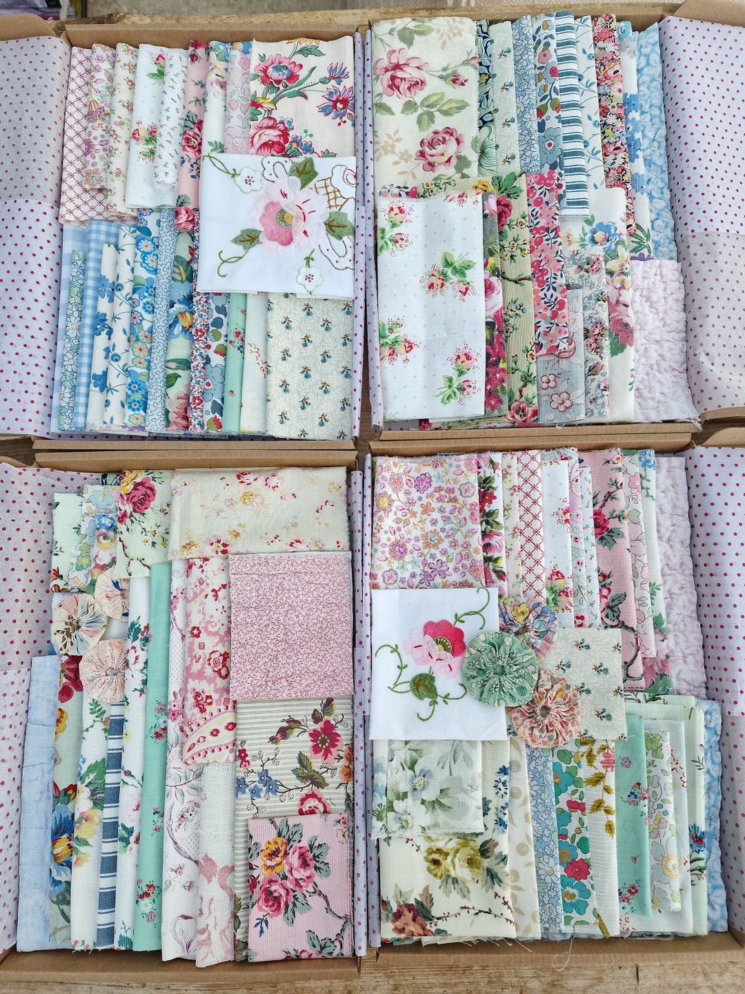 Vintage Florals Bundle, Floral Fabric Bundle, Slow Stitching Bundle ...