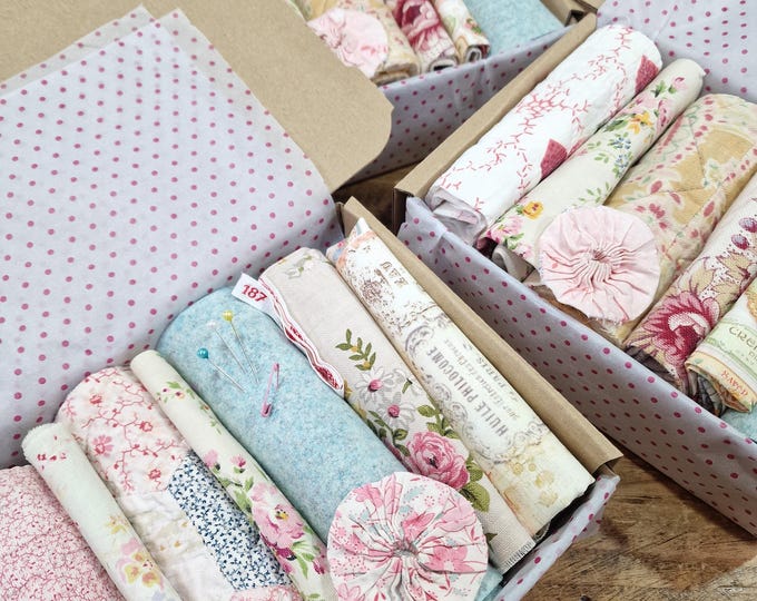 Pretty Needle Book Kit , Vintage Quilt Pieces, Floral Fabrics, Slow ...