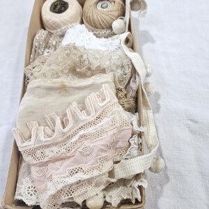 Vintage French Box Full of Laces and Threads, Old Lace Pieces, Slow ...