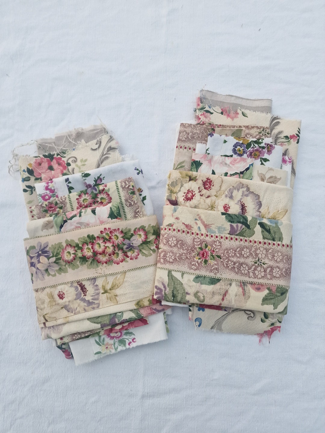 Vintage Floral Fabric Bundle Vintage Fabrics Floral Fabrics - Etsy