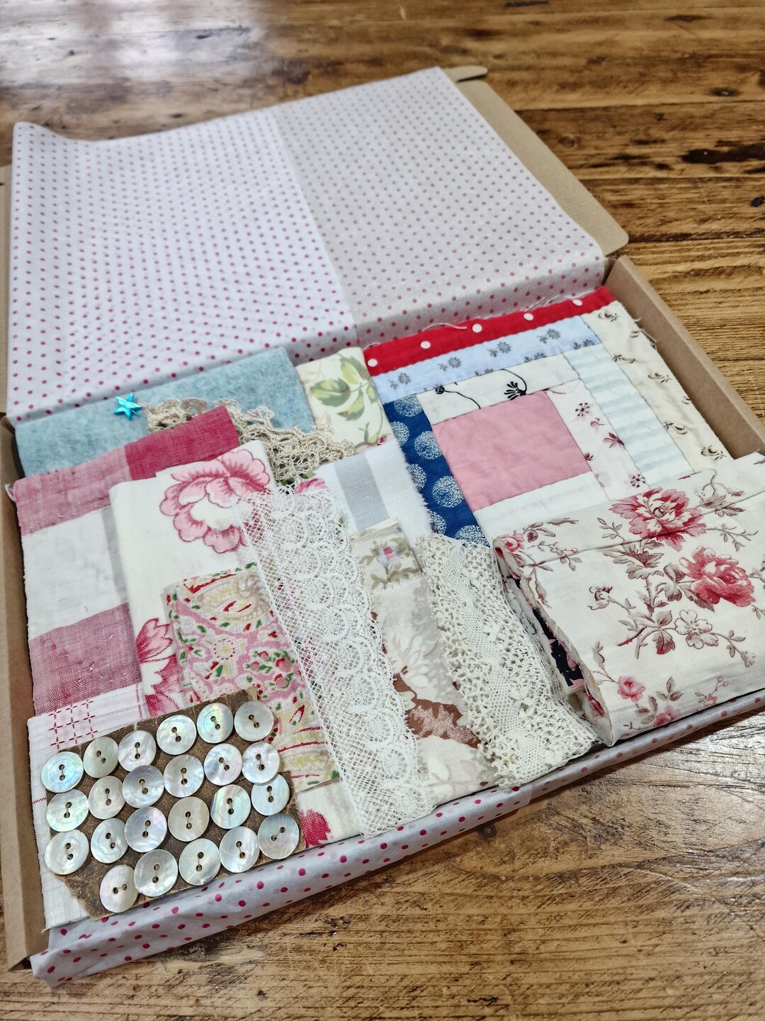 Slow Stitch Box, Vintage Fabric Bundle, Old Quilt Pieces, Journaling ...
