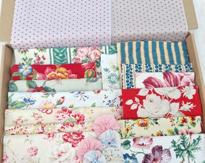 Vintage Fabric Bundle, French Fabrics, Slow Stitching Kit, Vintage ...