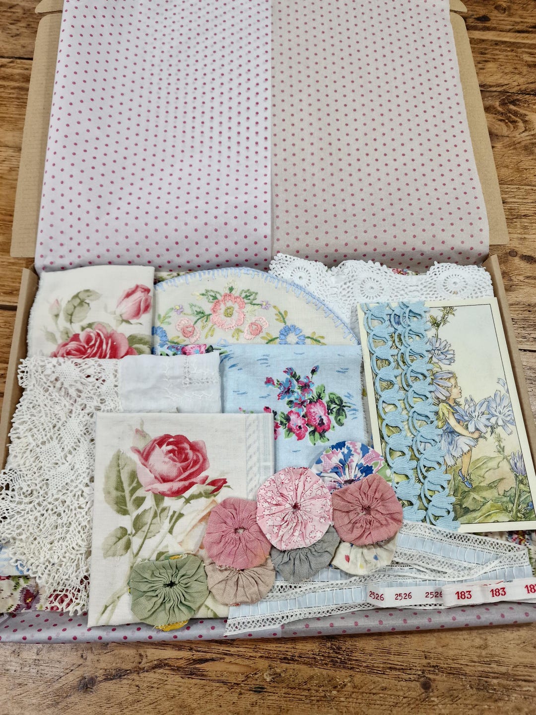 Pretty Floral Fabric and Trims Bundle, Vintage Fabric Bundle, Slow ...
