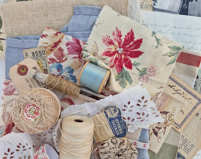 Vintage French Fabric Bundle, Floral Textures, Mixed Media - Etsy