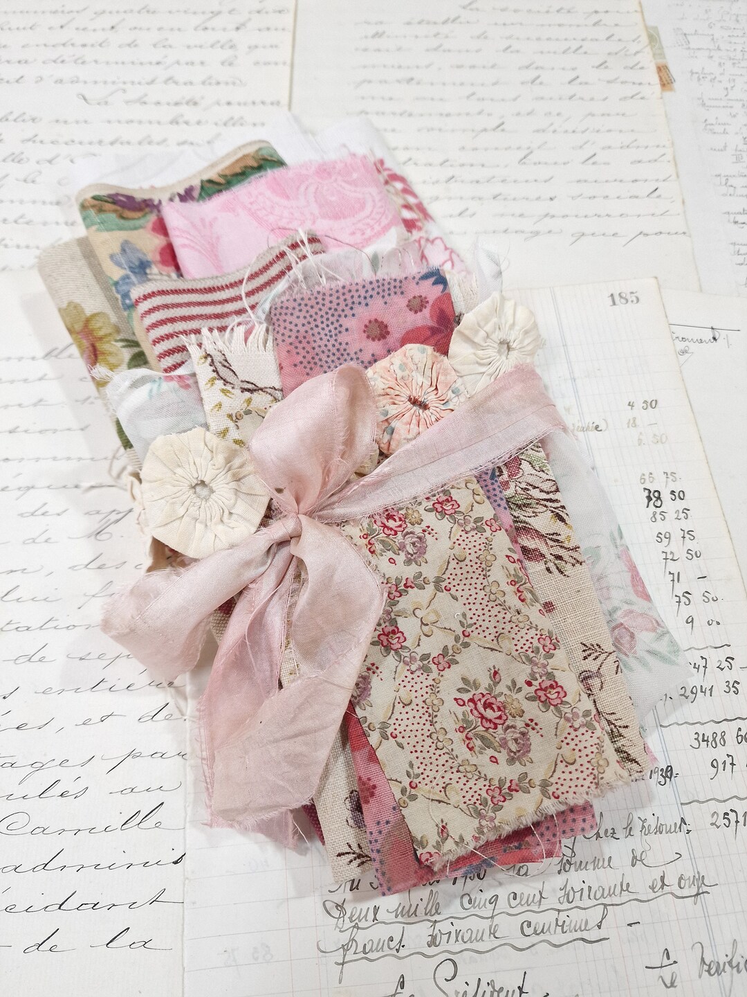 Beautiful Vintage French Fabrics, French Fabric Bundle, Slow Stitching ...