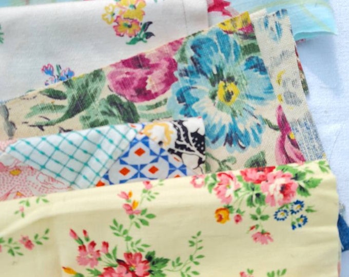 Beautiful Box of Vintage Fabrics Abd Yoyo's, Vintage Floral Fabrics ...