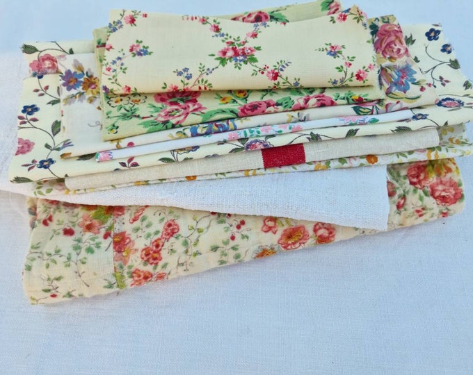 Vintage French Floral Fabric Bundle, Old Quilt and French Fabrics ...