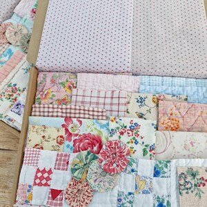 Vintage Quilt Pieces and Floral Fabrics, Vintage Fabric Bundle, Slow ...