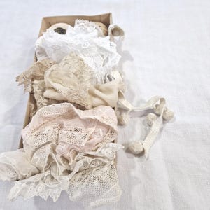 Vintage French Box Full of Laces and Threads, Old Lace Pieces, Slow ...