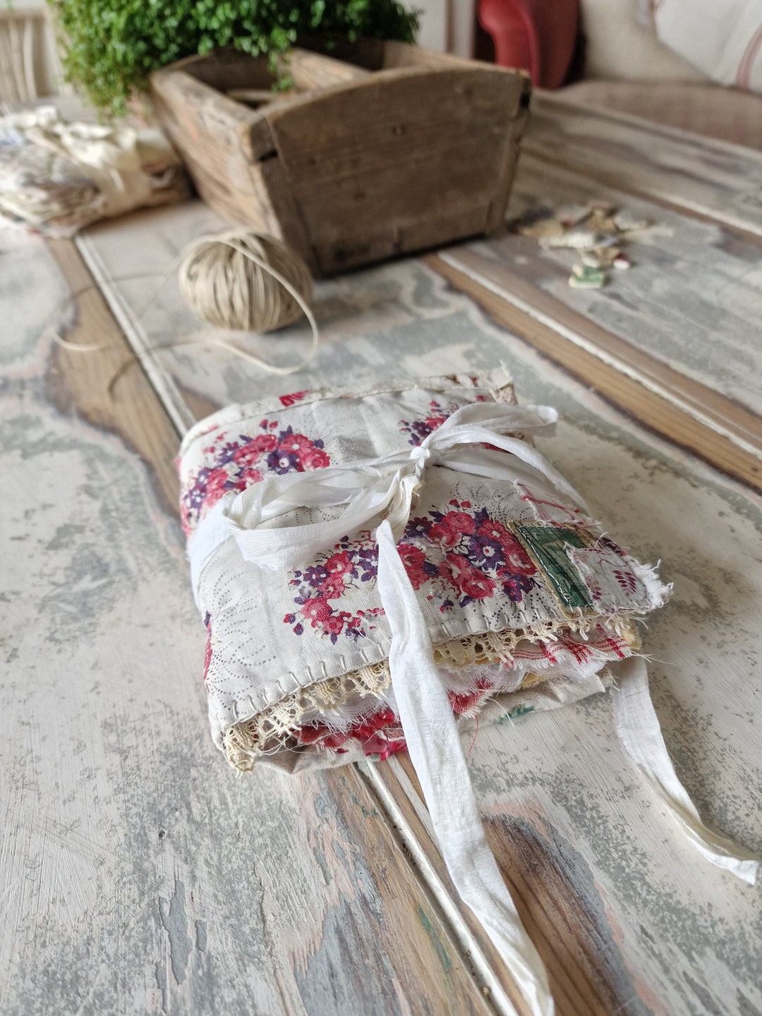 Beautiful Little Handmade Fabric Journal, Shabby Handmade Journal ...