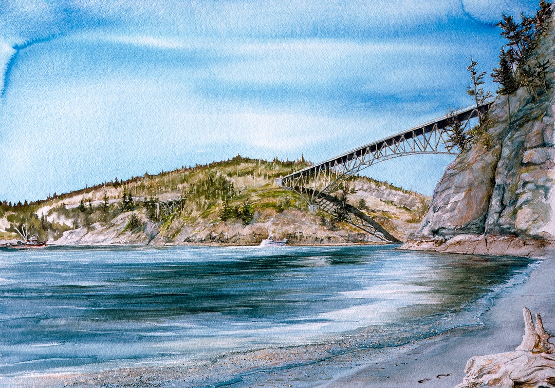 Deception Pass Painting Watercolor North Beach Whidbey Island Pacific ...