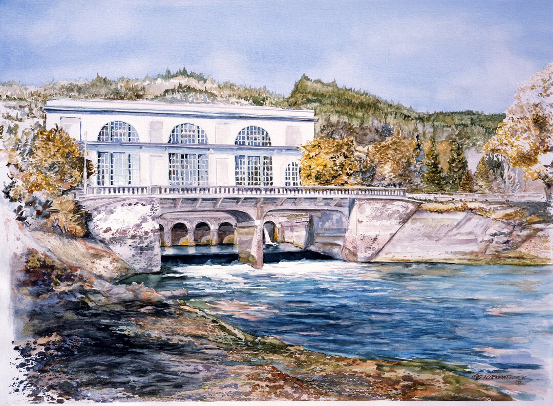 Historic Building Painting Watercolor Potlatch Powerhouse - Etsy