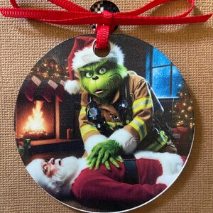 Firefighter Fire Grinch Christmas Ornaments - Etsy