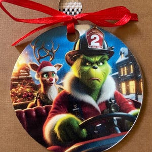 Firefighter Fire Grinch Christmas Ornaments - Etsy