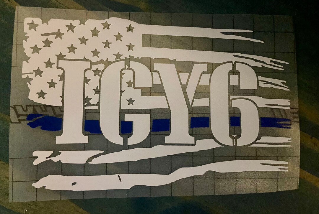 IGY6 Blue Line Flag Decal - Etsy