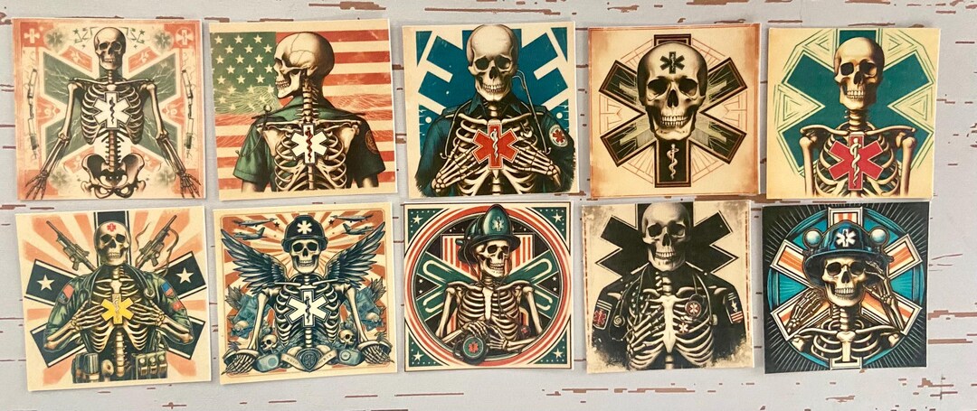 EMS Vintage Skeleton Sticker Pack - Etsy