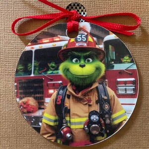 Firefighter Fire Grinch Christmas Ornaments - Etsy