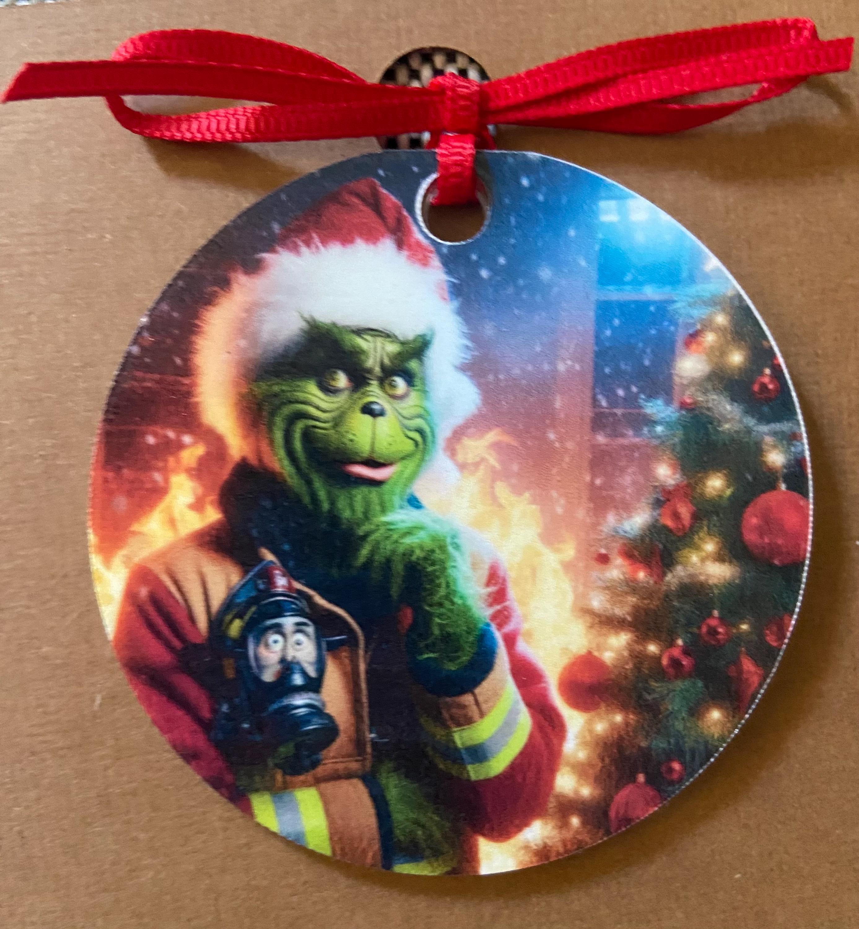 Firefighter Fire Grinch Christmas Ornaments - Etsy