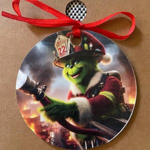 Firefighter Fire Grinch Christmas Ornaments - Etsy