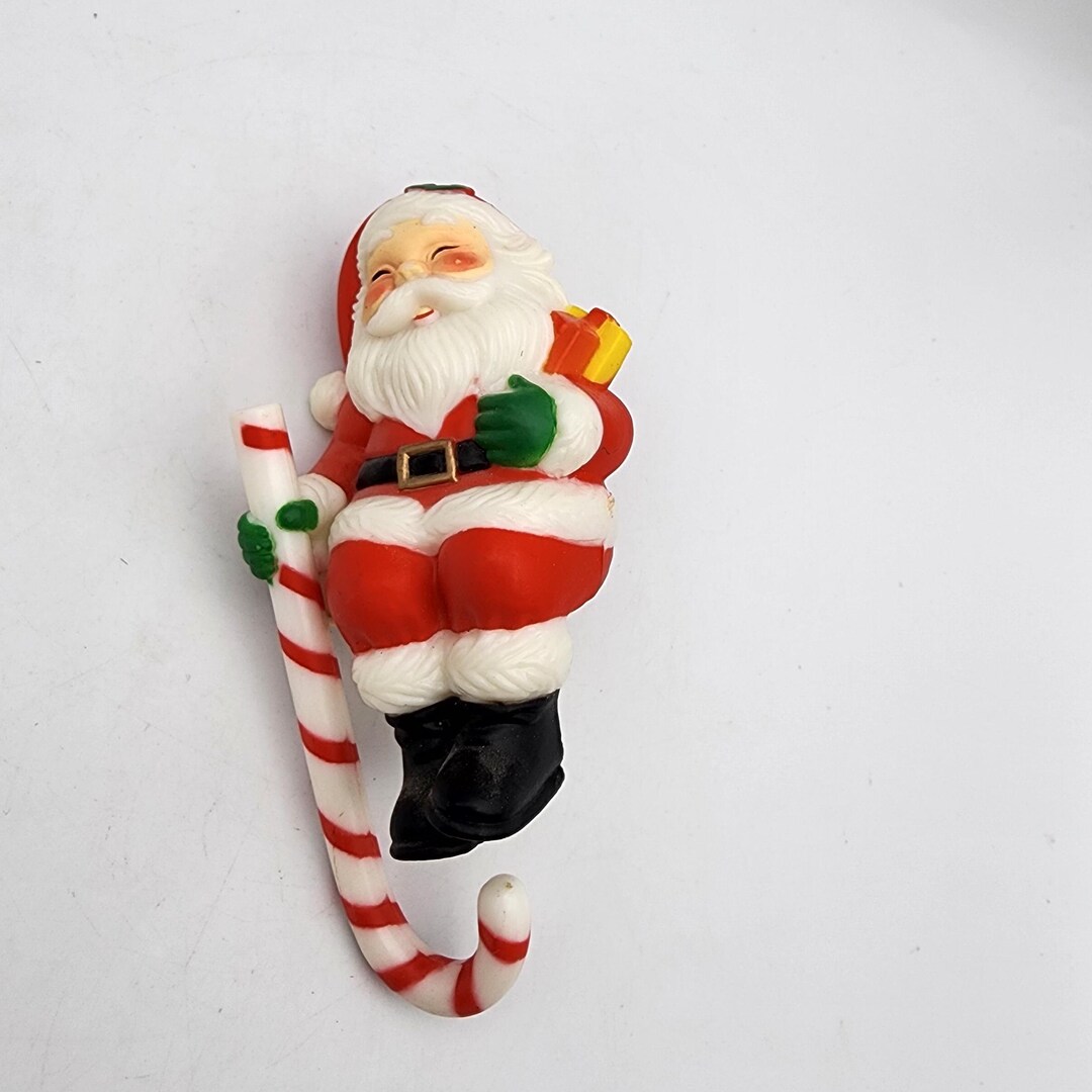 Santa Claus With Candy Cane Stocking Hanger - Etsy