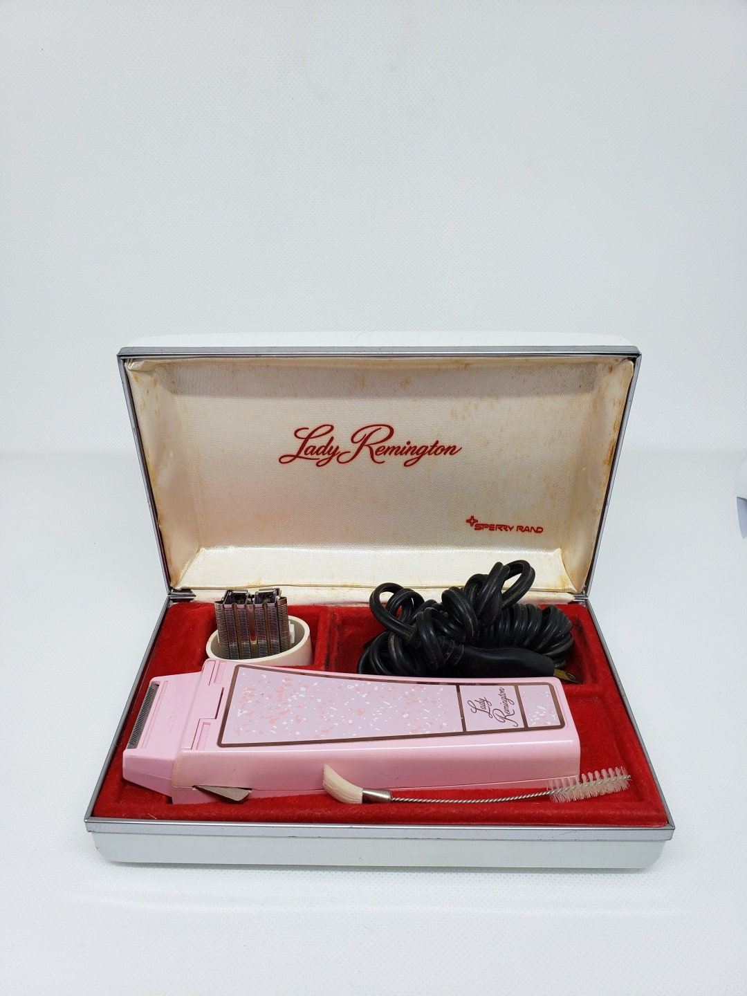Lady Remington Electric Shaver / 1970's Vanity / Pink Confetti Style ...