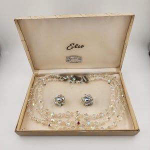 1950's Elco Aurora Borealis Necklace and Clip on Earrings Set - Etsy