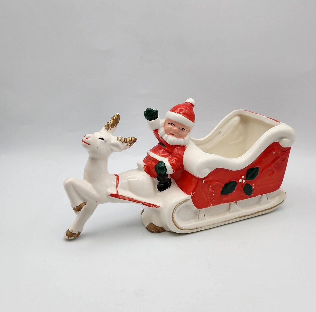 Brinn's Santa Sleigh and Reindeer / Made in Japan / Hand Painted ...