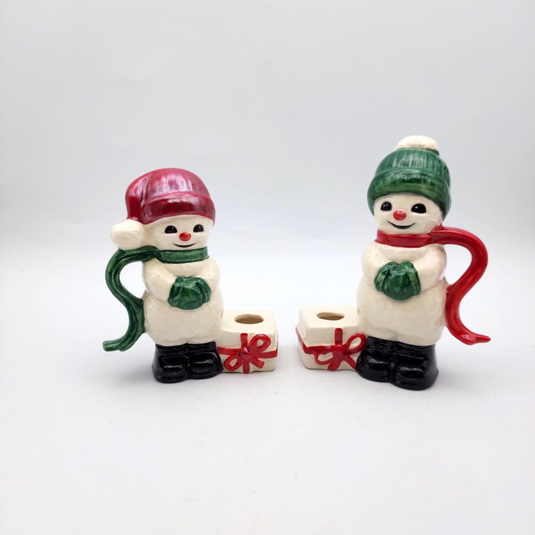 Goebel Snowman Candlestick Holders / Set of 2 / West Germany - Etsy
