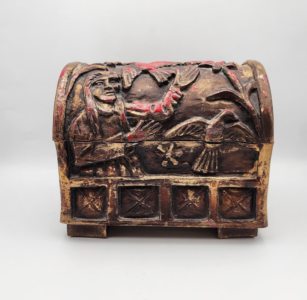 Wooden Treasure Chest Storage Box / Native-american Treasure Box - Etsy