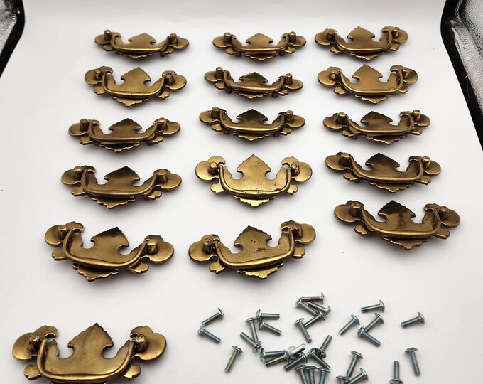 Set of 16 Vintage Brass Bat Wing Drop Handle Drawer Pulls - Etsy