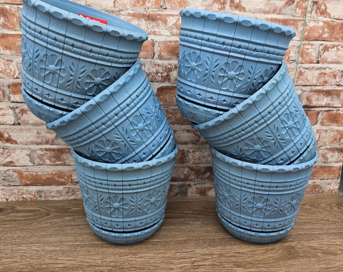 Sold Individually / Vintage 7 Inch Blue Lawnware Flower Pots - Etsy