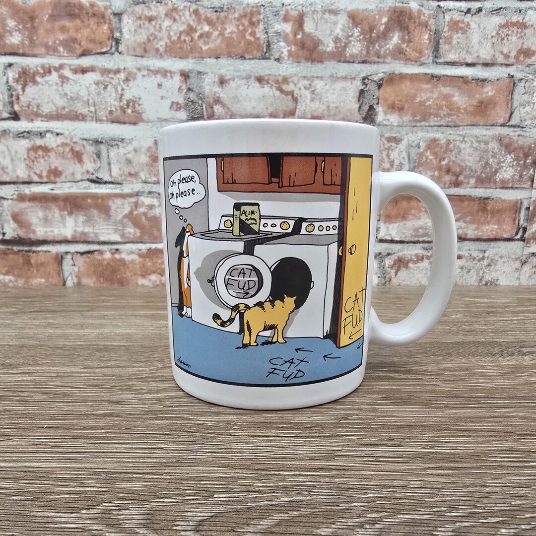Vintage 1985 the Far Side Cat Fud Mug by Gary Larson - Etsy